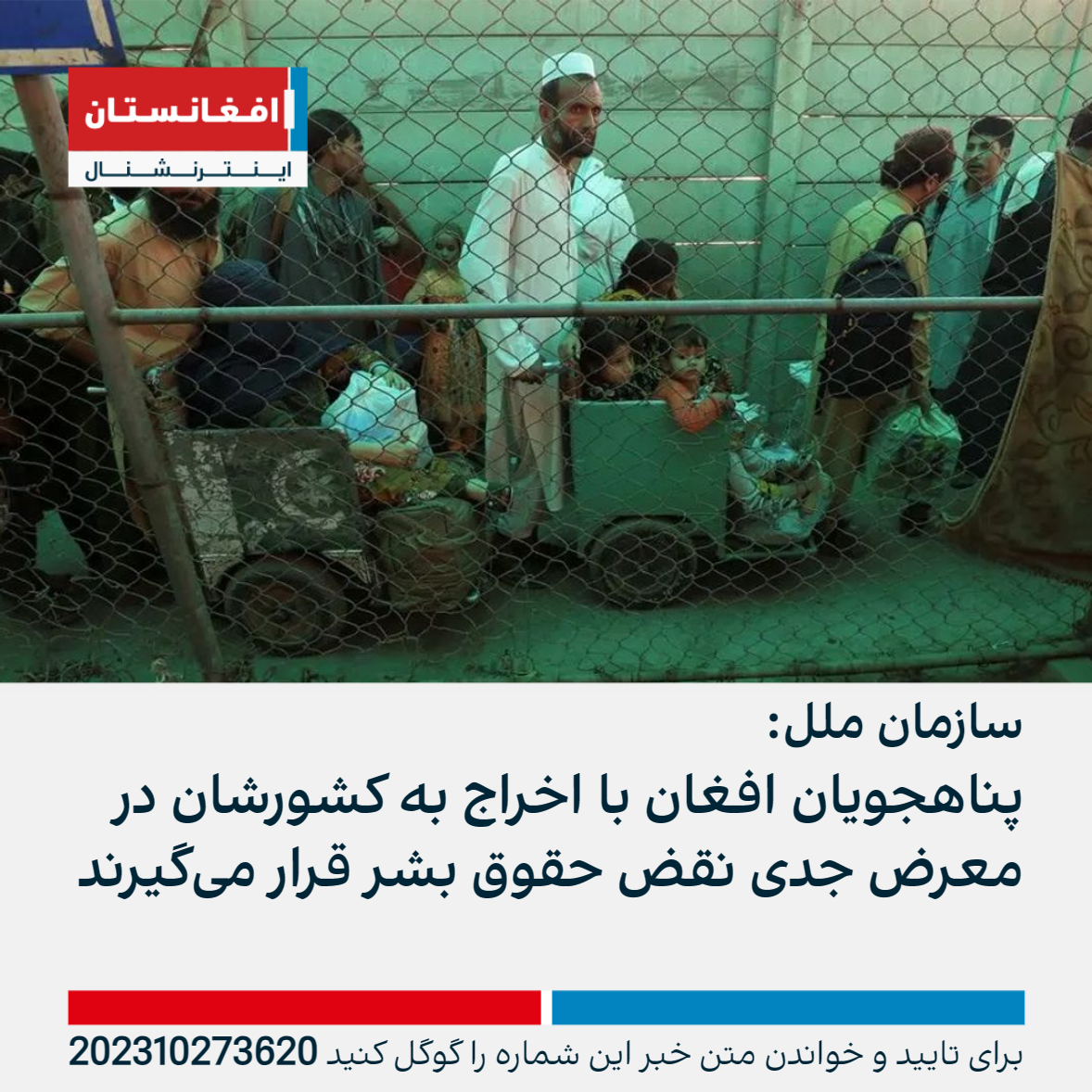 سازمان ملل پناهجویان افغان با اخراج به کشورشان در معرض جدی نقض حقوق